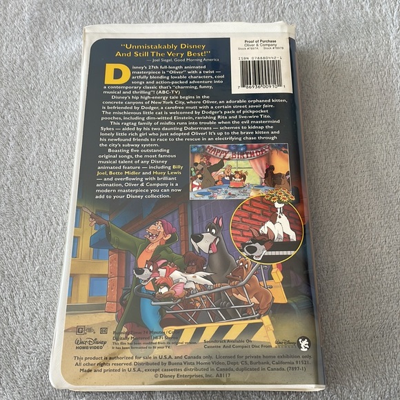Disney | Media | Walt Disneys Oliver And Company Vhs Masterpiece ...